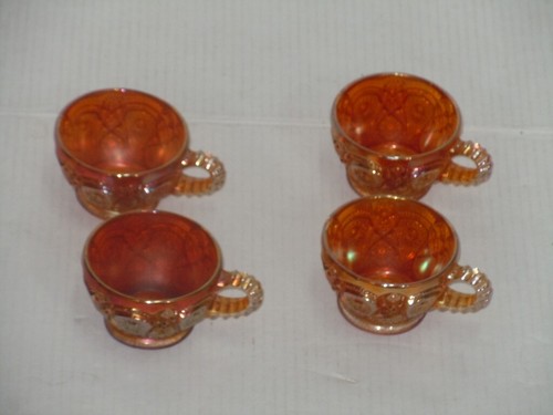 VINTAGE CARNIVAL GLASS MARIGOLD FLOWER PATTERN PUNCH CUPS LOT OF (4) | eBay