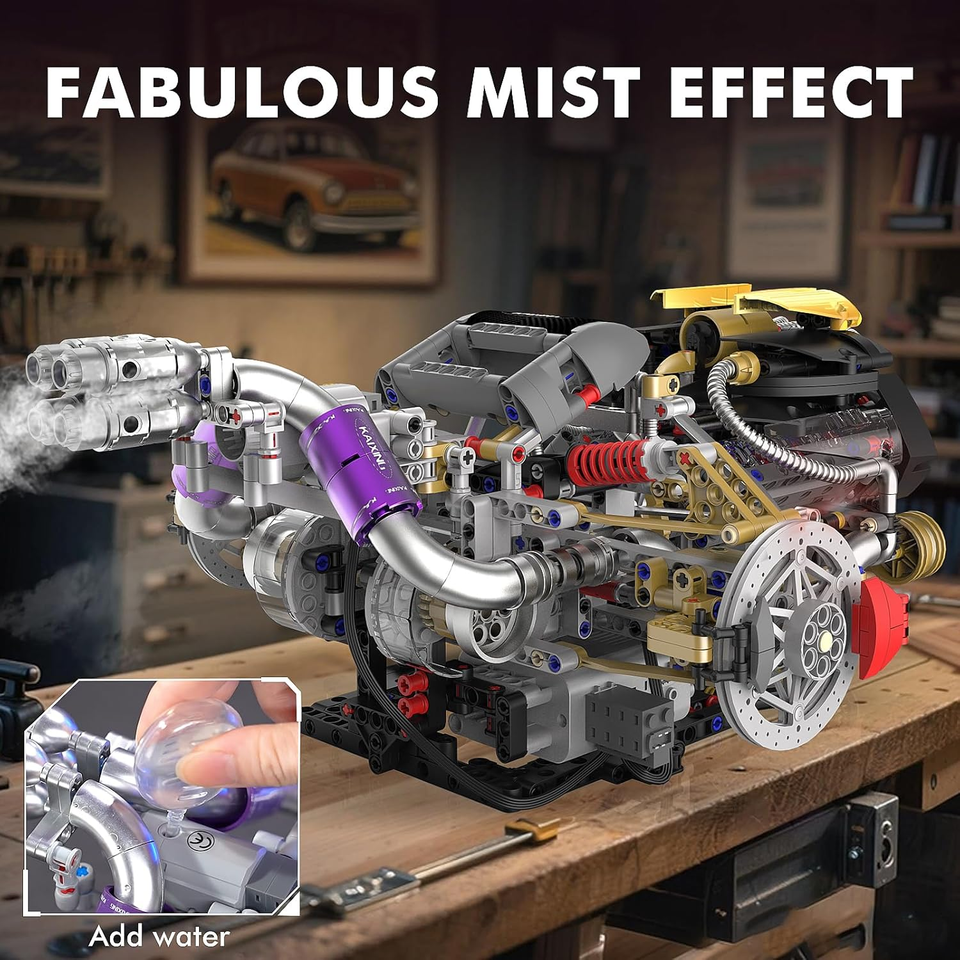 V8 Engine Model Kit with Lights & Spray - 1394 PCS Building Set for ...