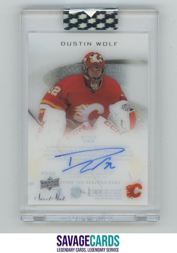 2023-24 UD Clear Cut Sweet Shot Auto Dustin Wolf #SS-DW Calgary Flames ...