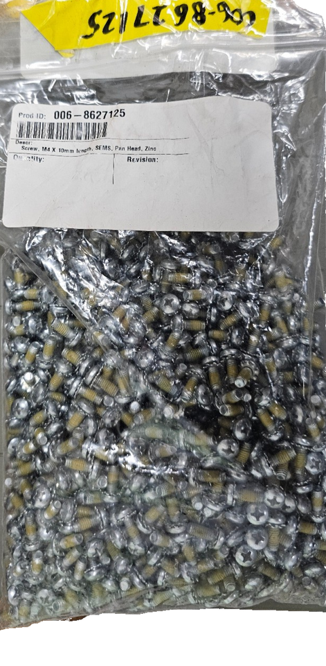 Qty 1000 Screw, M4 X 10mm length, SEMS, Pan Head, Zinc Plated, with ...