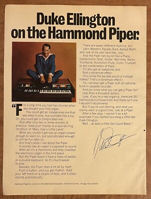 1973 Duke Ellington Hammond Piper Organ Instrument 70s Print Ad | eBay