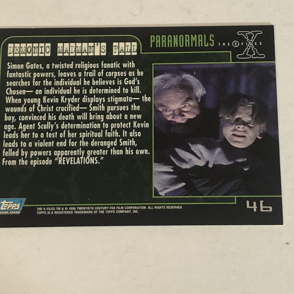 The X-Files Trading Card Gillian Anderson 1996 #46 Demonic Madman’s ...