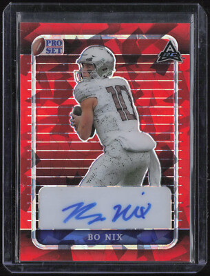 2023 Pro Set Crystal Red Bo Nix 1/1 Auto Autograph RC Rookie | eBay