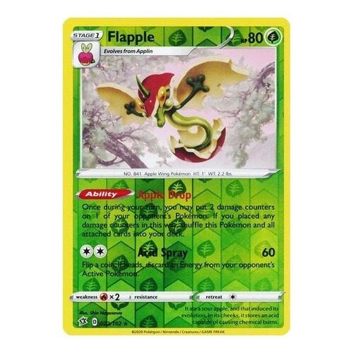 Flapple 022/192 Reverse Holo Rebel Clash Pokemon Card NM | eBay