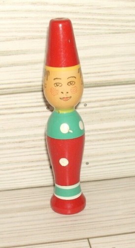 Vintage ~ Hand Painted Wooden Skittles Toy Collectible Figure ~ ( E ...