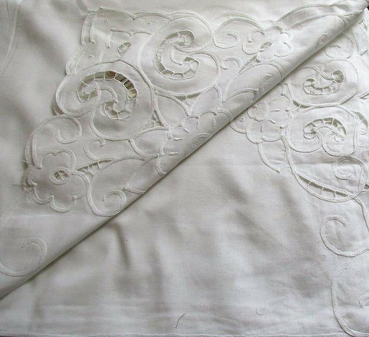 TOP BED SHEET EXQUISITE GENUINE HANDWORK WH & CR – 100% COTTON | eBay