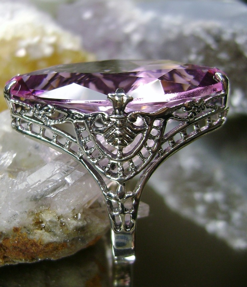 Art Deco 13ct Big Sim Pink Topaz Sterling Silver Ring U.S. SELLER D75 ...