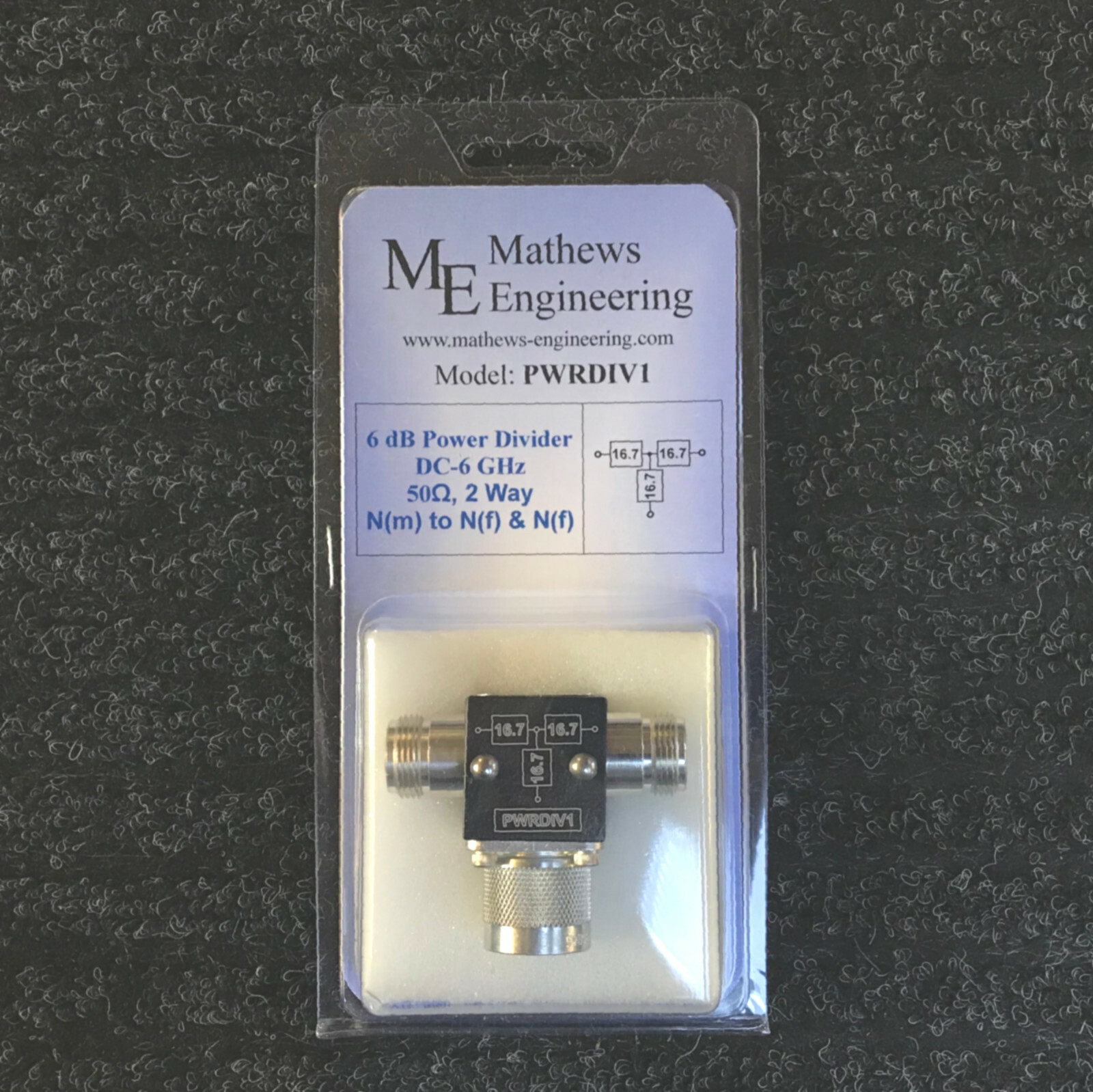 6 dB Power Divider, 2 Way, 50 Ohm, N(m) & N(f), DC-6 GHz, New, PWRDIV1 ...