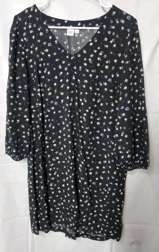 Old Navy Tunic dress Floral Relax Fit 3/4 Sleeves V Neck Boho Cottage ...