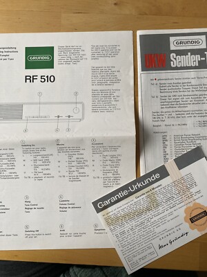 Bedienungsanleitung für GRUNDIG Radio RF 510 + garantie Urkunde + Sender Tabelle | eBay.de