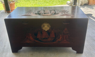 Solid Camphor Wood Chest Glory Box From Japan 1960s Hand Carved Very ...