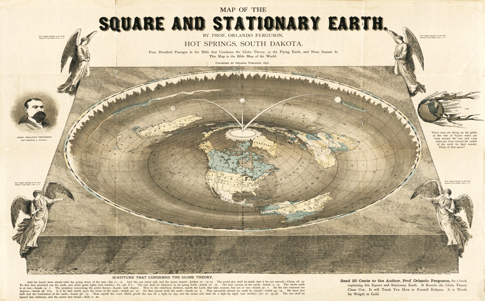 1893 Square and Stationary Earth - Orlando Ferguson Flat Earth Map Of ...