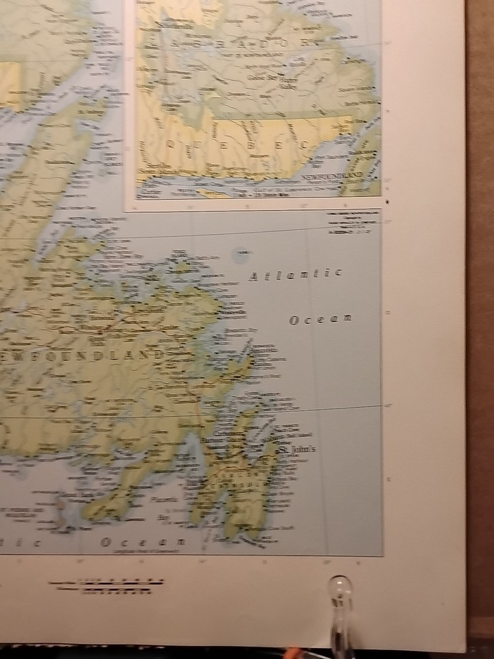 1966 Vintage NEWFOUNDLAND Map from MCM Color Encyclopedia Britannica ...