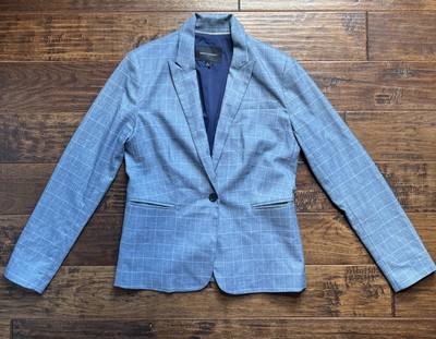Banana Republic Size 8 Machine Washable Windowpane Blue Plaid One ...