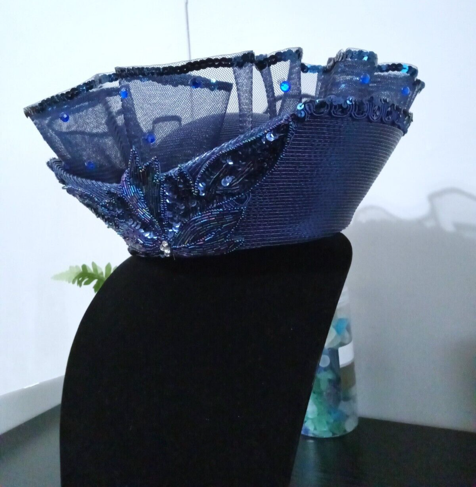 Woman's Deborah NEW YORK 80's Vintage Blue Designer Hat W/Cubic ...