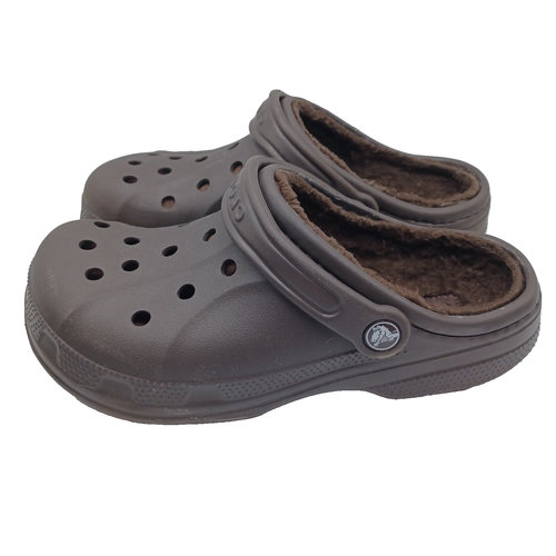 Classic Crocs Men's Sz. 6 / Wm's 8 Fur Lined Brown Slides Casual ...