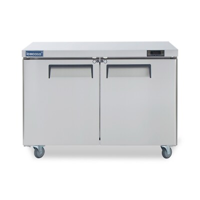 2 Door Undercounter Freezer, ICECASA 48" Commercial Lowboy Worktop ...