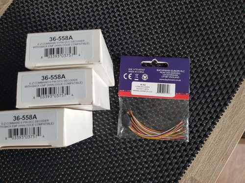 6 pin DCC decoders x3 Bachmann 36-558A & 1x pack of wiring harness (Pk ...