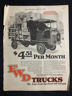 1919 FWD TRUCKS 10.5x14" Automotive Print Ad VG 4.0 The Boys From The ...