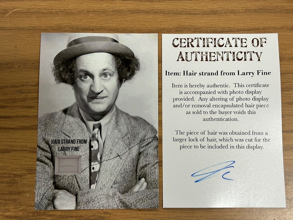 Larry Fine Hair Strand Three Stooges Actor Relic Authentic Piece DNA | eBay