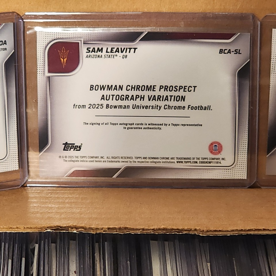 Sam Leavitt 2025 Bowman Univ Chrome 1st Bowman Autograph Arizona State ...