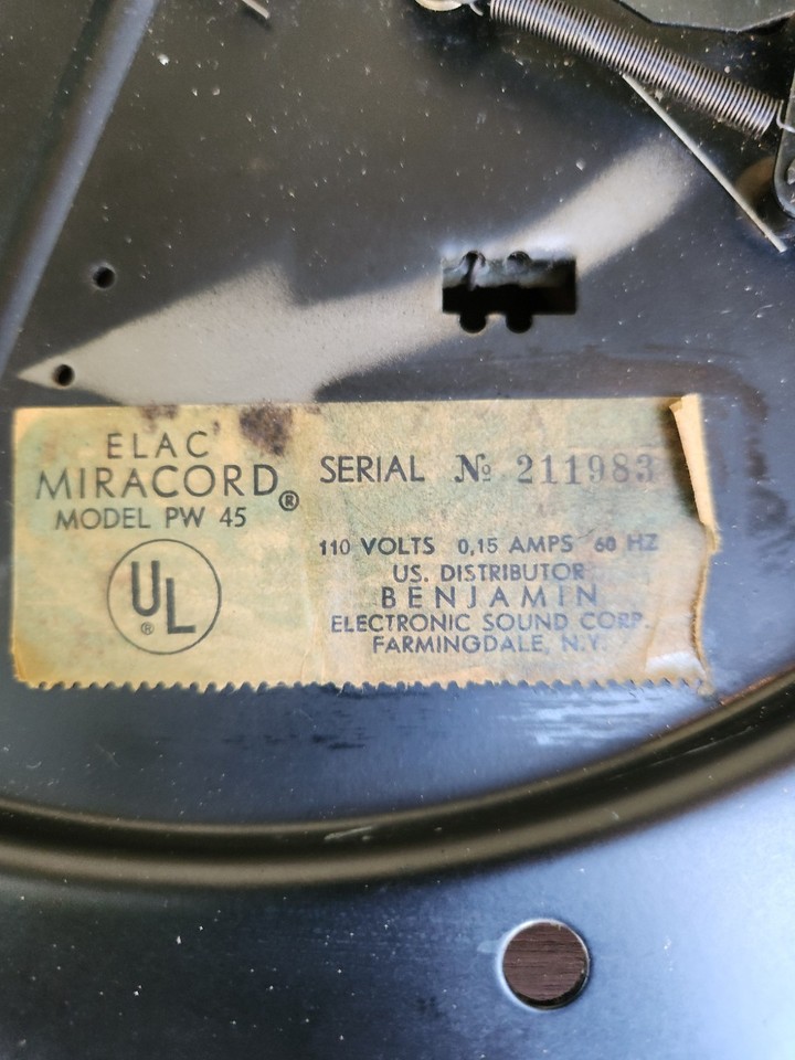 Elac Miracord Realistic 45 Vintage Turntable W/ Dust Cover, Wood Plinth ...