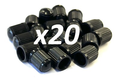 Set of 20 Tyre Valve Dust Caps Cover Black Plastic All Models Top ...