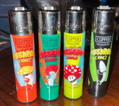 Clipper Refillable Lighter Set of 4 Mushroom Dance | eBay