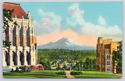 University Of Washington Campus Seattle Library Physics Hall Mt Rainier ...