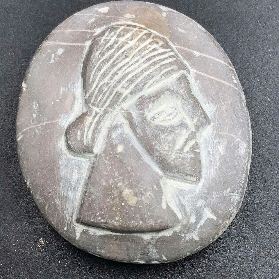 Lovely Near Eastern Old Mountain Stone Unique Queen Face Carving Tile ...
