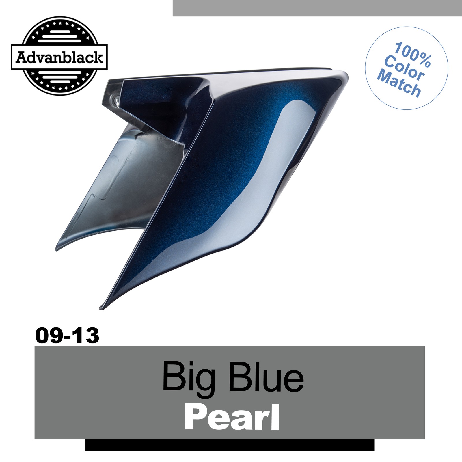 Big Blue Pearl ABS Extended Stretched Side Cover Panel Fits 2009-2013 ...