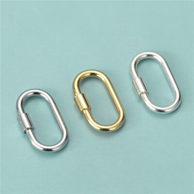 1 PCS 925 Sterling Silver Oval Link Lock Enhancer Bail Carabiner Clasp ...