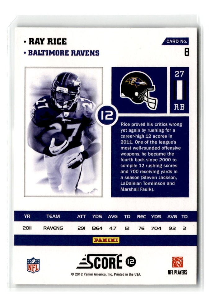 2012-Score Numbers Game-#8-Ray Rice -Baltimore Ravens | eBay