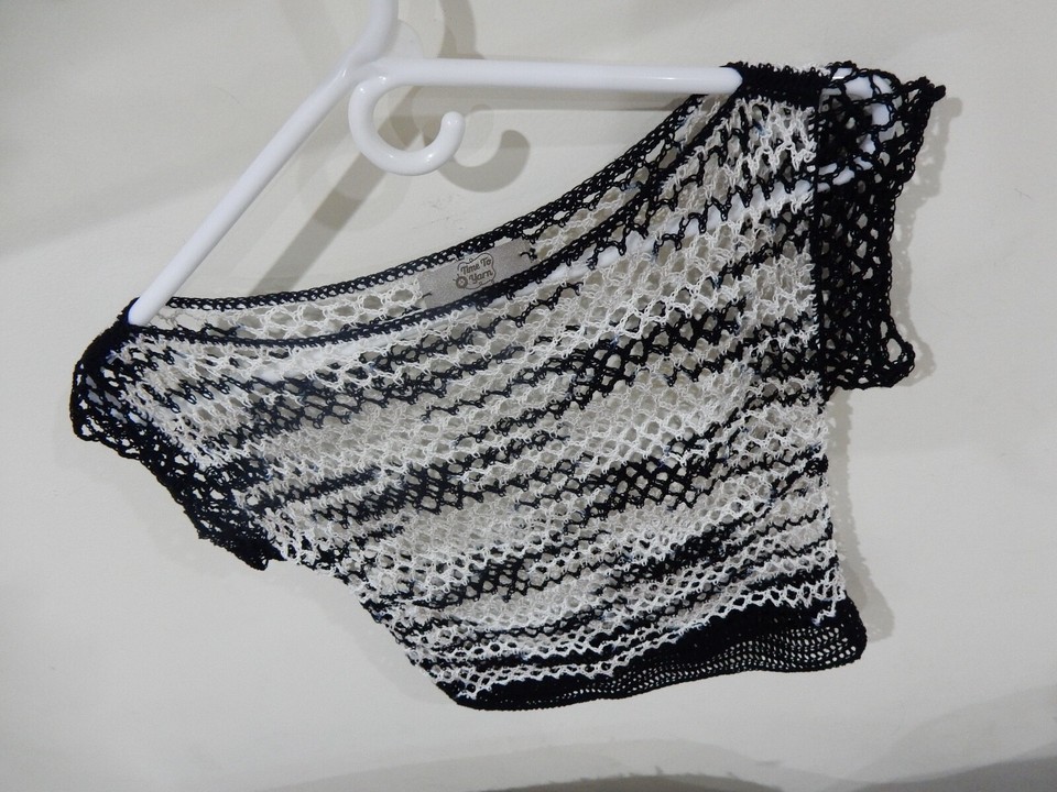 crochet thread zebra black mesh top adult size small | eBay