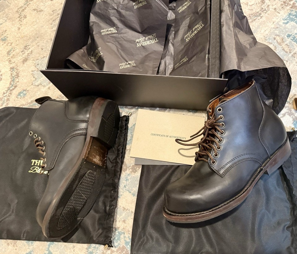 Thursday Black Label Brawler Leather Lace Up Ankle Boot Black Men's ...