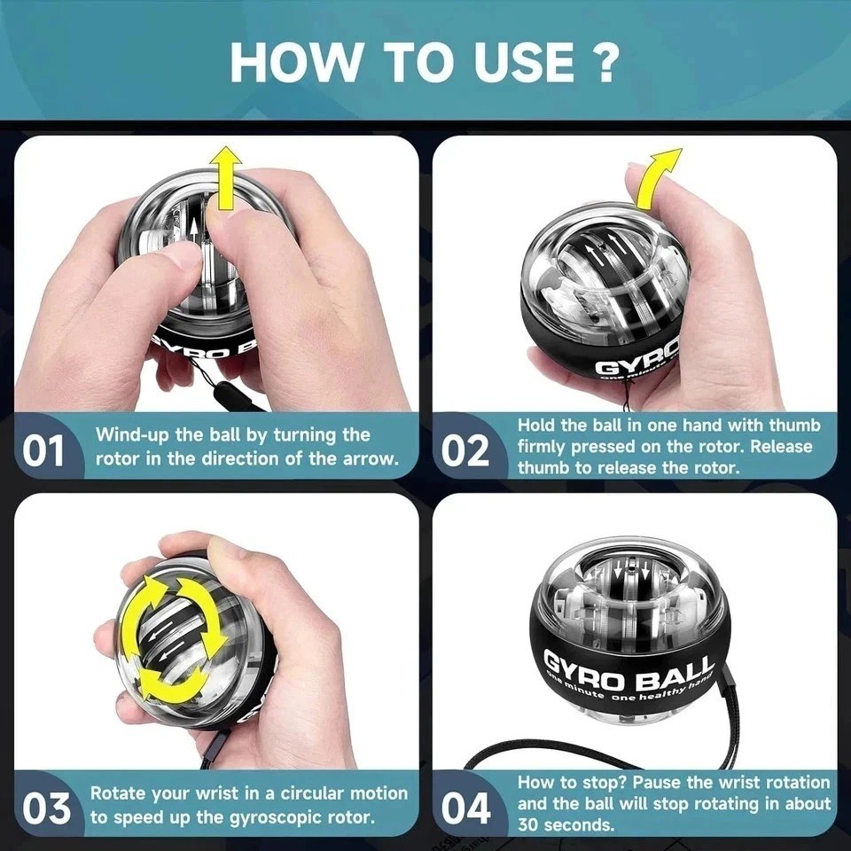 Gyro Ball Power Trainer Ball Wrist Strengthening Device Forearm ...