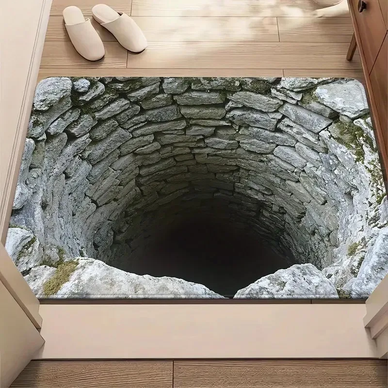 3D Optical Illusion Doormat Non Slip Stone Design Indoor Outdoor Easy ...