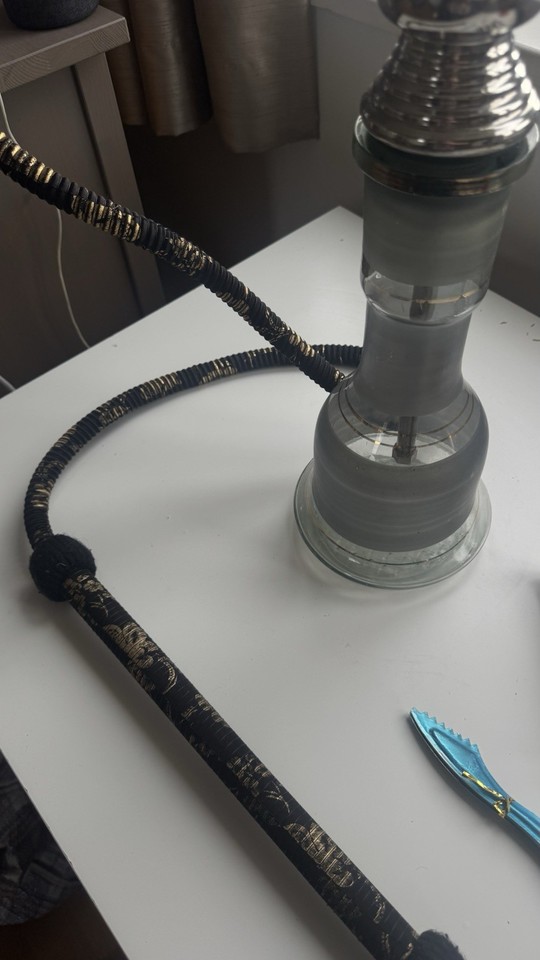 Silver Hookah Shisha Pipe Set with Hose, Charcoal & Tongs – Great ...