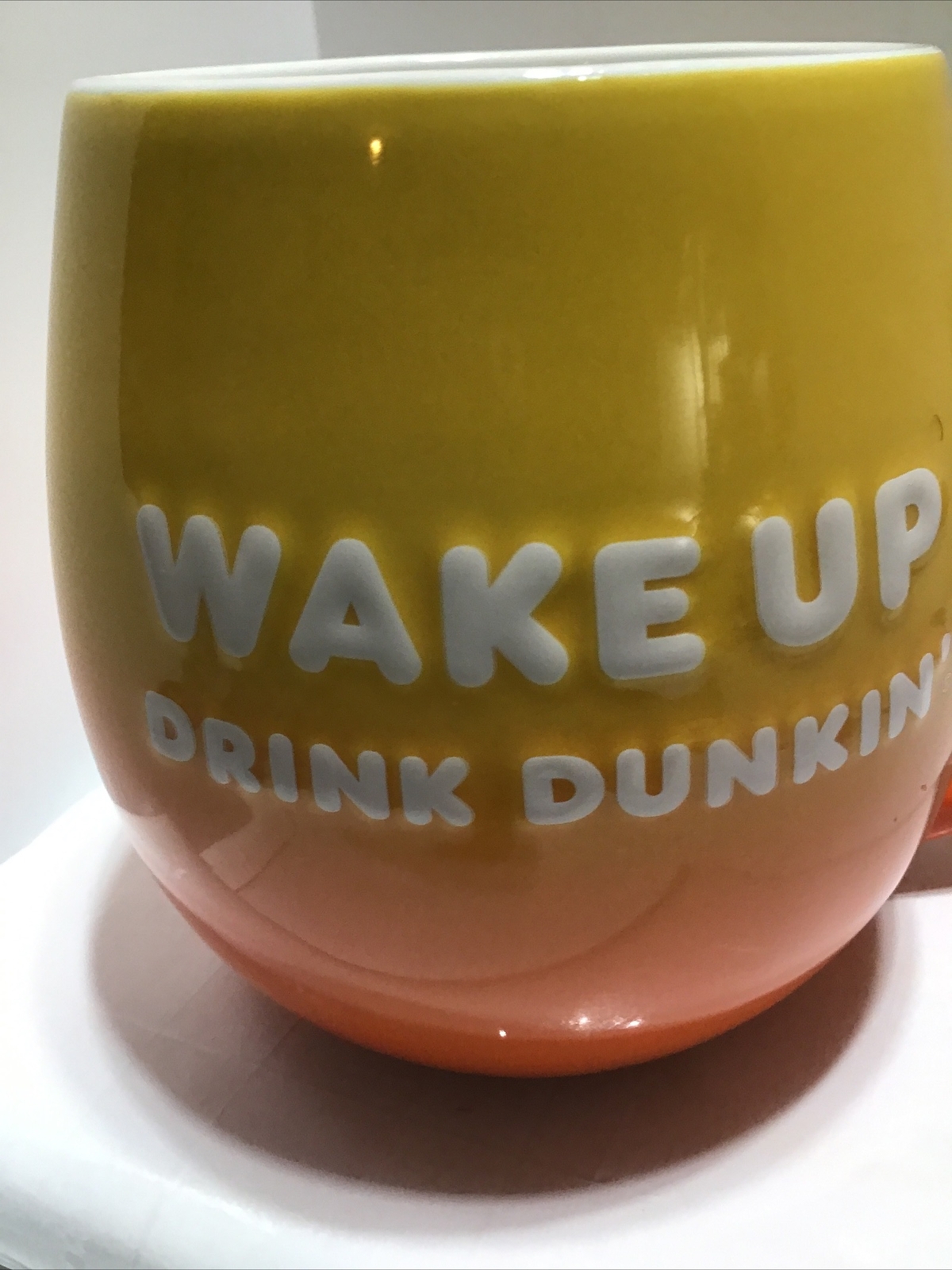 DUNKIN DONUTS COFFEE MUG. WAKE UP COFFEE MUG. EMBOSSED Art Deco Mug ...