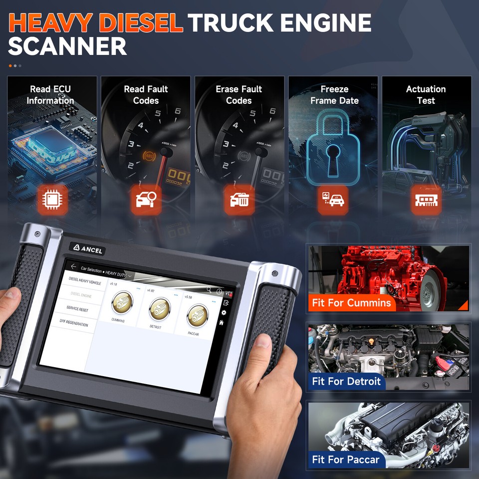 HD8000 Heavy Duty Truck Scanner All System Commercial OBD Diagnostic ...