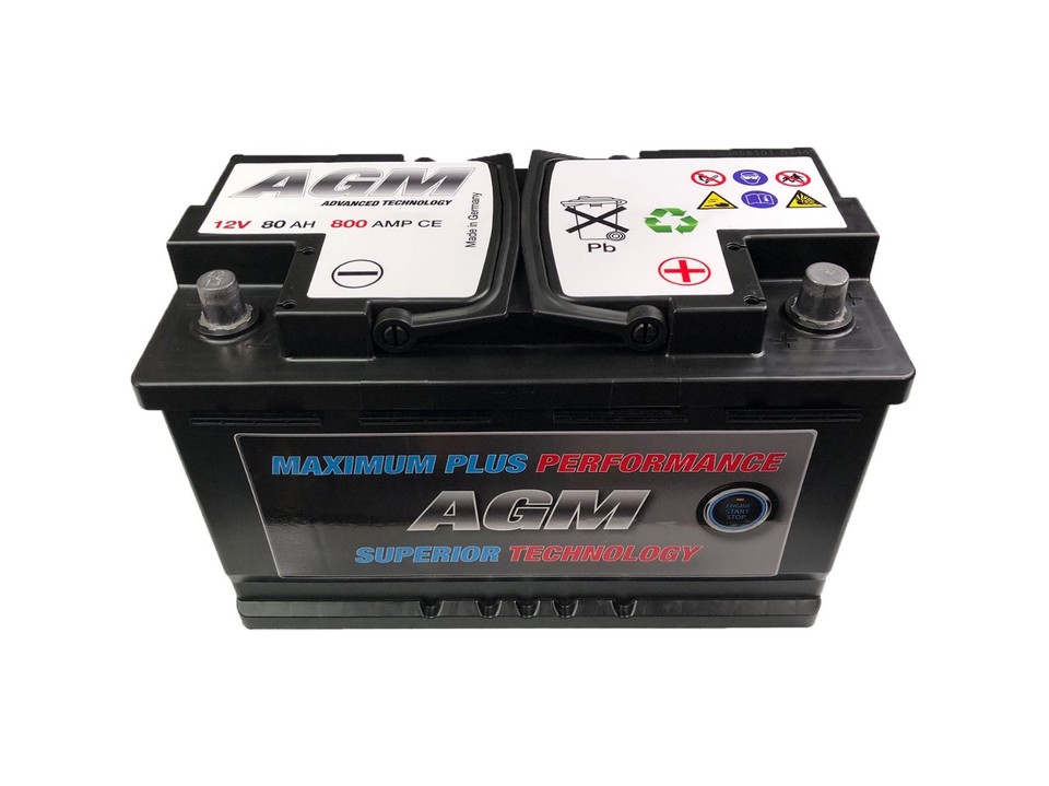 12 Volt 80Ah 800 Amp AGM Car Battery | 12V 800 Stop Start Battery 115 ...