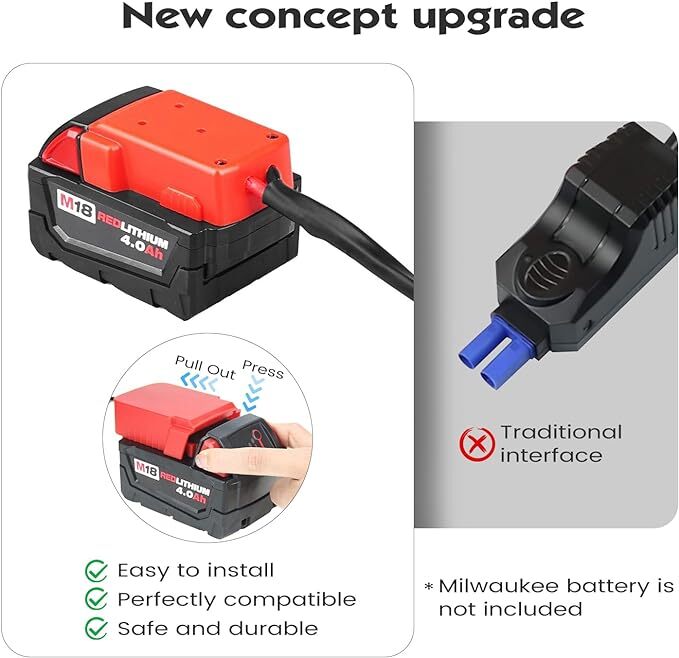 2PACK 5.9FT 8AWG Cable Jumper Starter Jump Kit for Milwaukee M18 ...