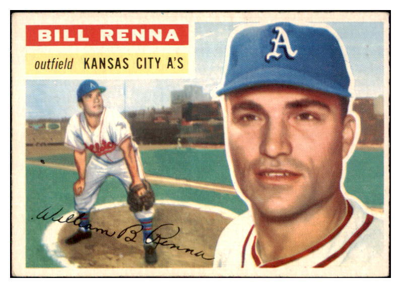 1956 TOPPS # 82 BILL RENNA A'S EX-MT GRAY 444690 (KYCARDS) | eBay