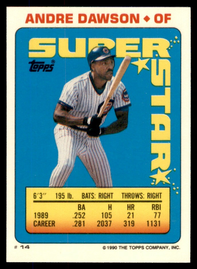 1990 Topps Stickers Super Star Backs Andre Dawson Chicago Cubs #14 | eBay