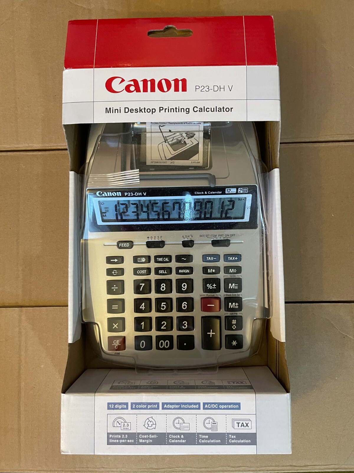 Canon P23-DHV Mini Desk Printing Calculator 12-Digit 2-Color AC/DC ...