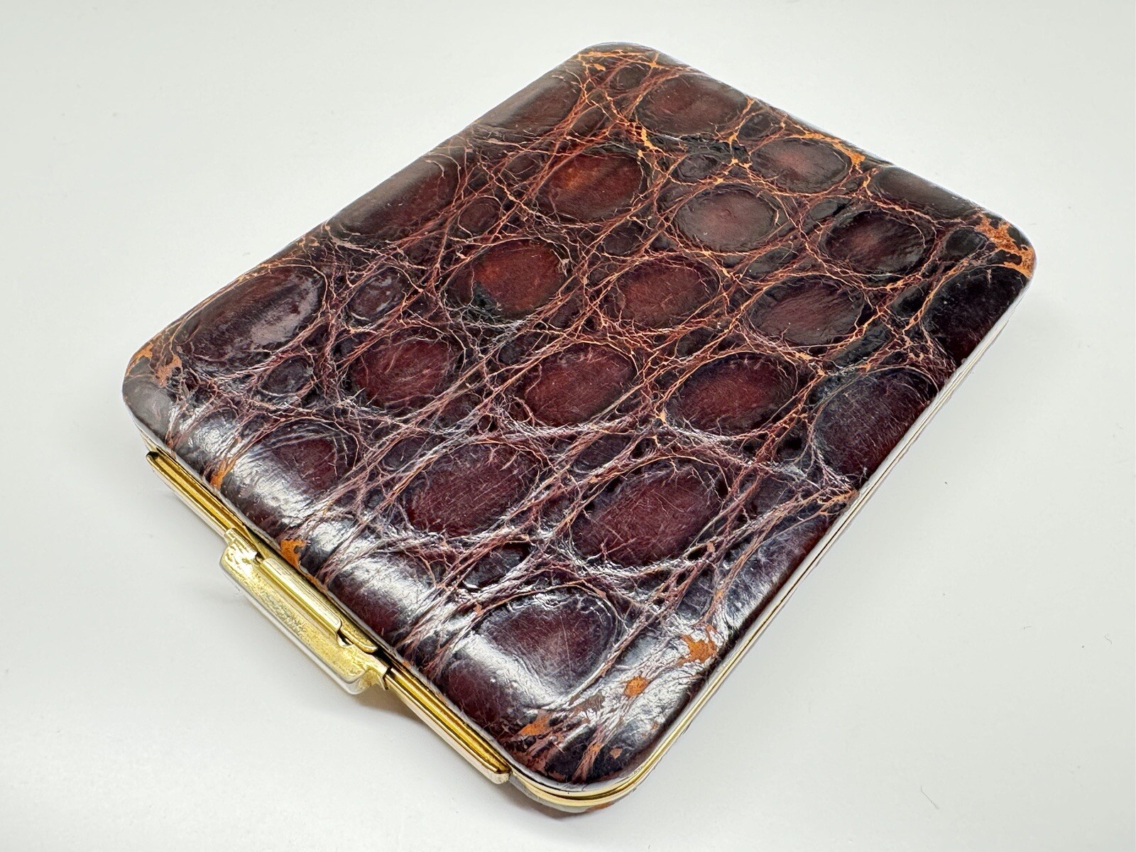 bin bren rogers brown genuine alligator cigarette / cugarillo case made ...