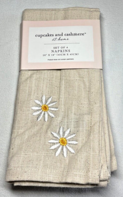 CUPCAKES AND CASHMERE AT HOME NAPKINS (4) DAISIES 18 X 18 100% COTTON ...