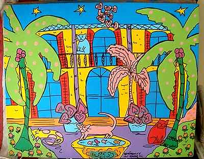 Key West Original Acrylic on Canvas Paintings Hemingway Cats Rene Blais ...
