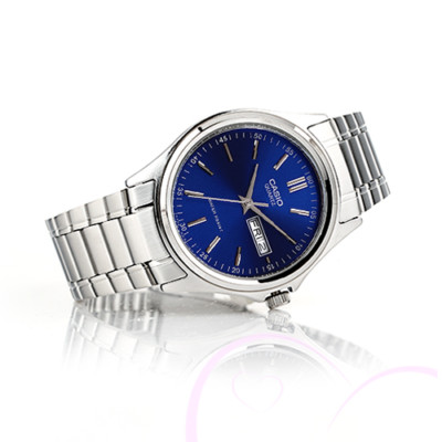 Casio Analog Silver Blue Metal Band Men MTP-1239D-2ADF Watch Original ...