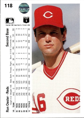 1990 Upper Deck #118b Ron Oester Cincinnati Reds | eBay